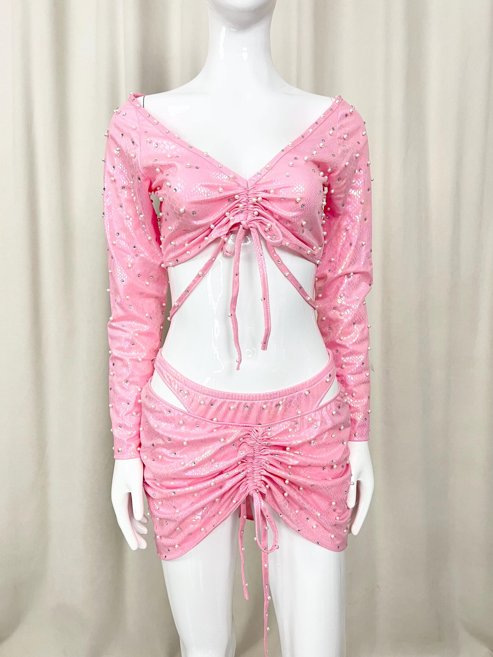 Fashion EDC Dress Costumes Custom Rave Cosplay Serpentine Pink & Black ...