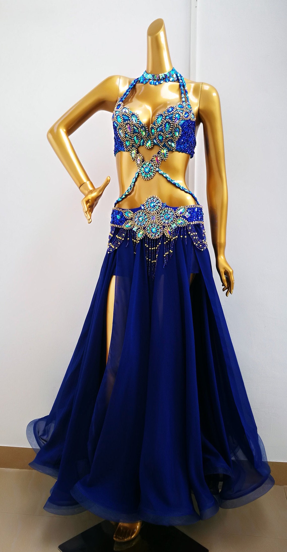 Hand Made Beaded Belly Dance Samba Costume ROYAL BLUE Color - Etsy Canada