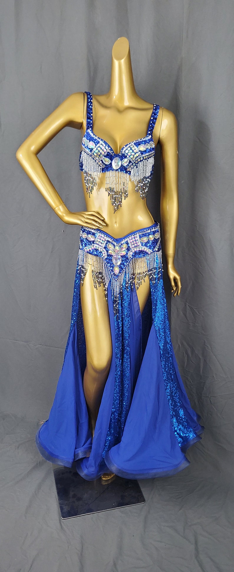 Hand Made Beaded Belly Dance Samba Costume Goldblack And Etsy