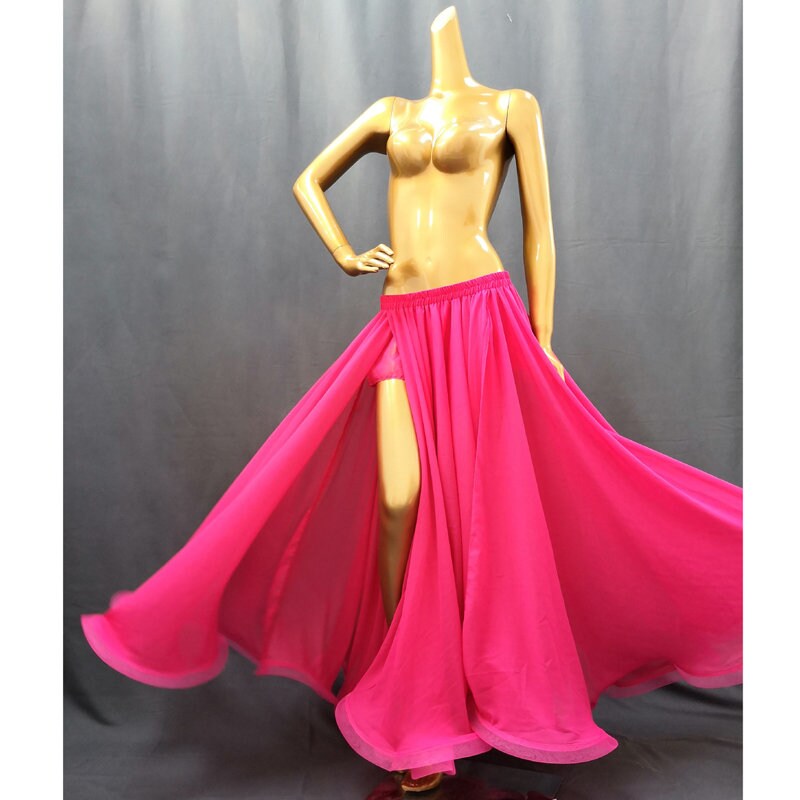 Belly Dance Skirt Slit Both Side SK1905 Black Hot Pink Dark - Etsy