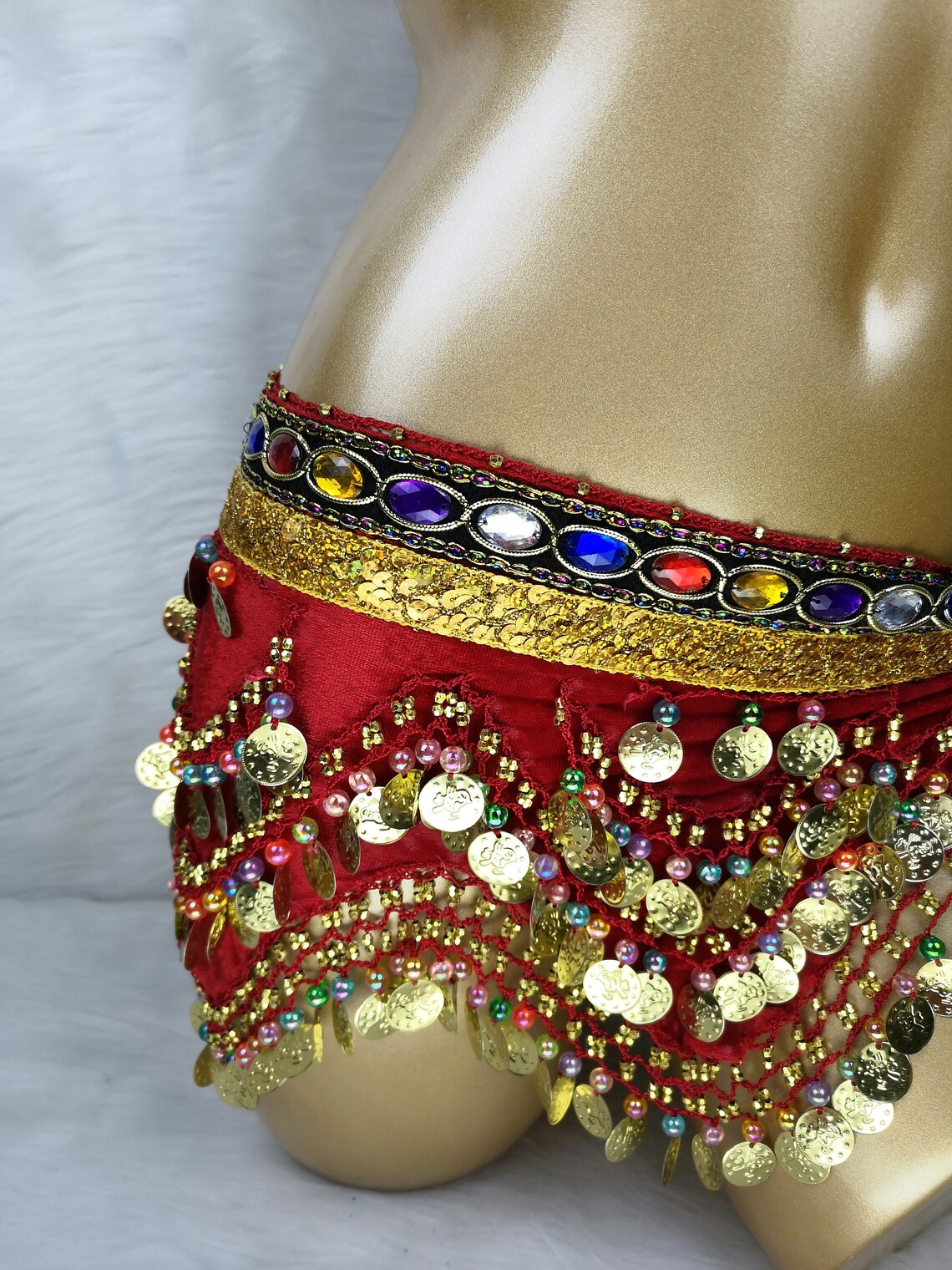 Samba Belly Dance Costume FREE SHIPPING Hand Beaded Red Color | Etsy