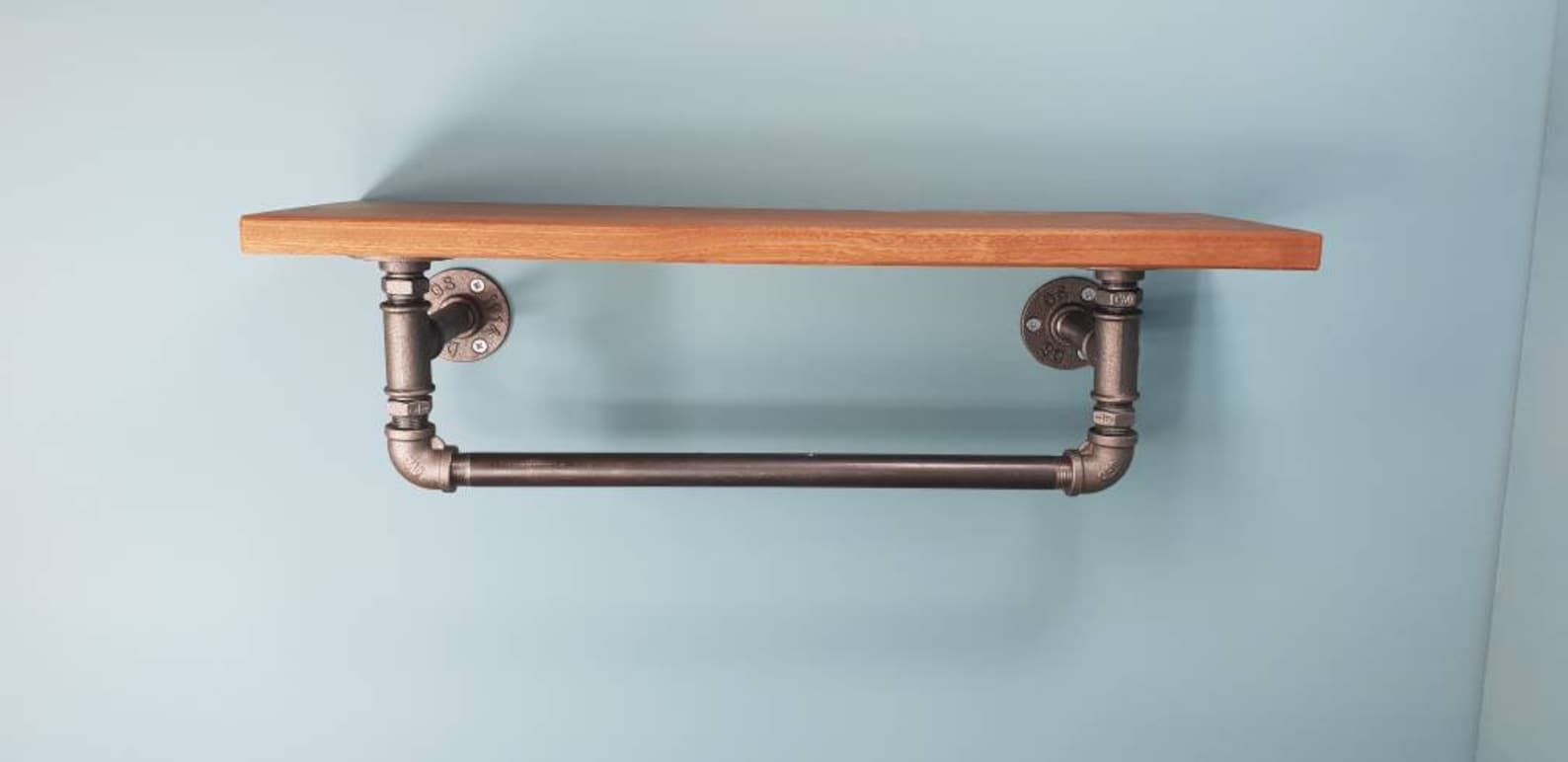 Solid Sapele Gas Pipe Shelf With Rail / Choose Length and | Etsy