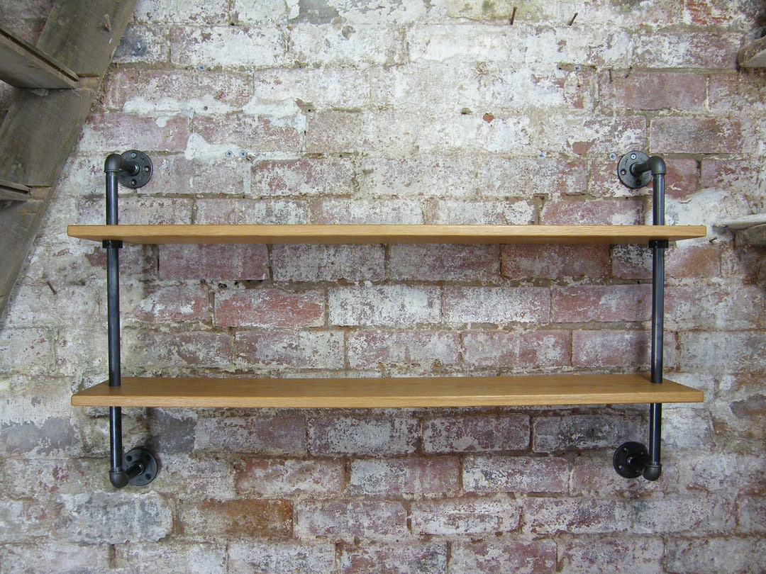 Solid Oak & Gas Pipe Wall Hanging Shelving Unit Custom Orders Welcome ...