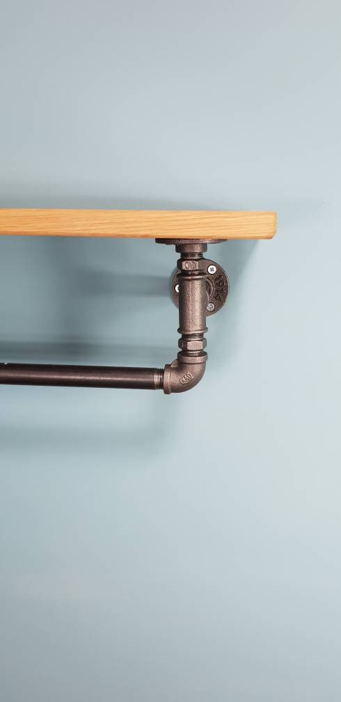 Solid Oak Gas Pipe Shelf With Rail / Choose Length and Depth - Etsy UK