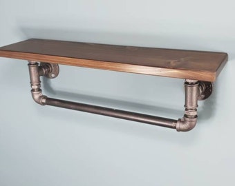 Solid Oak Gas Pipe Shelf With Rail / Choose Length and Depth | Etsy UK