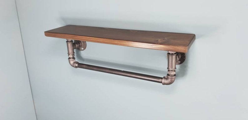 Gas Pipe Shelf With Rail / Choose Length Depth Finish | Etsy