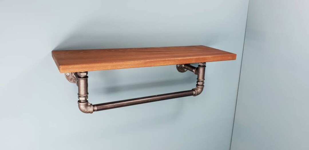 Solid Sapele Gas Pipe Shelf With Rail / Choose Length and - Etsy