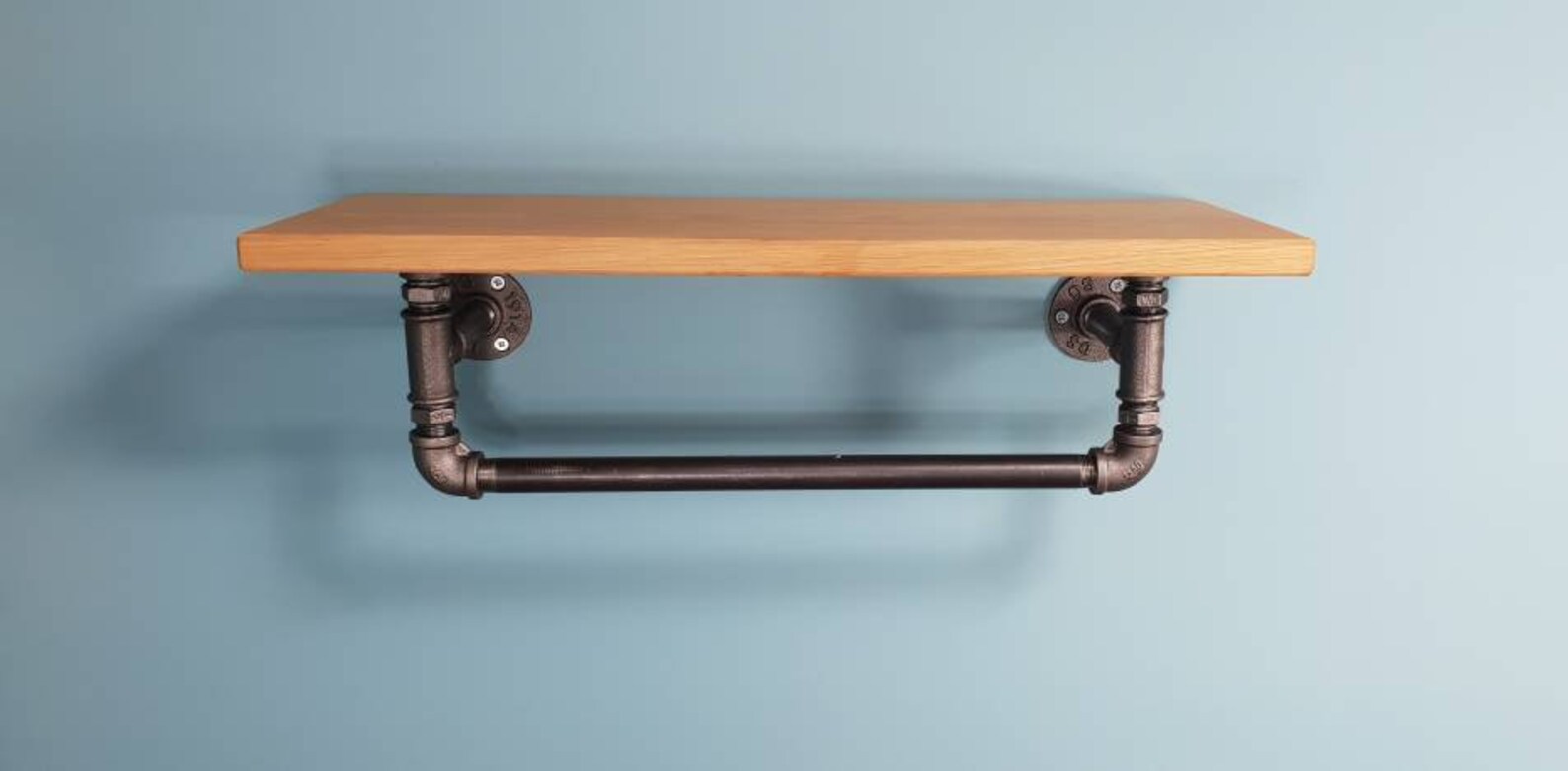 Solid Oak Gas Pipe Shelf With Rail / Choose Length and Depth - Etsy UK