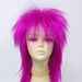 20 Inch Magenta Long Spiky 80s Punk Mullet Rockstar Rocker Costume Wig ...