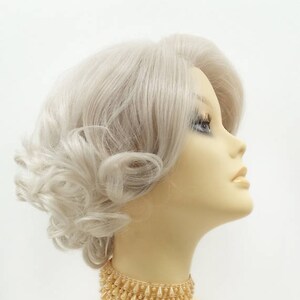 Lace Front Short White Gray Retro Curly Heat Resistant Wig Doris Day ...