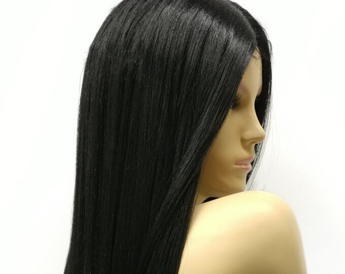 40 Inch Long Black Lace Part Middle Part Wig. Heat Resistant Wig. Goth ...
