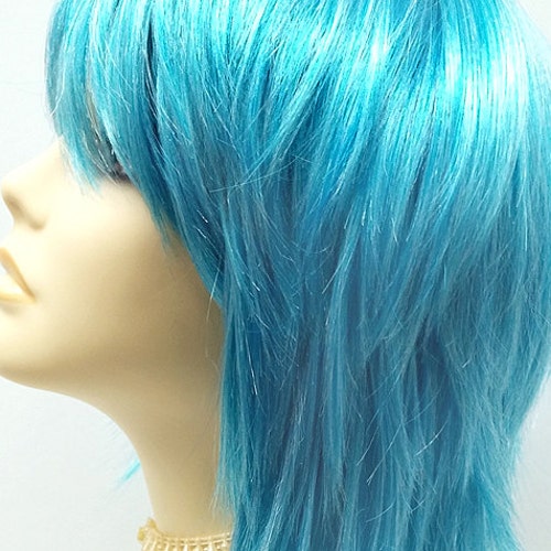 12 Inch Midnight Dark Blue Shag Style Wig Straight And Etsy