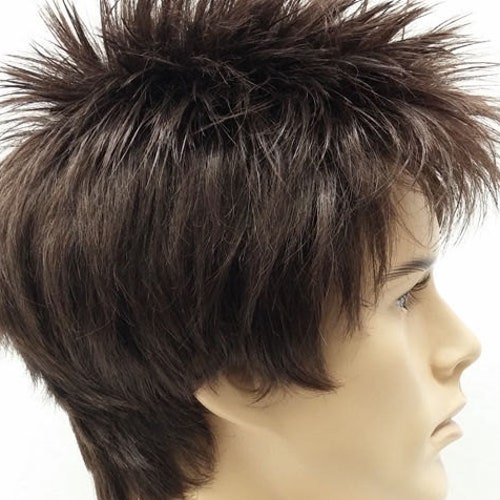 Brown Short Spiky Style Unisex Wig. Synthetic Costume Fashion - Etsy