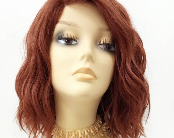 12 Inch Lace Front Bright Auburn Short Wavy Lob Wig W/ Side | Etsy