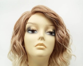 12 Inch Lace Front Grey With Dark Roots Short Wavy Lob Wig With Side ...