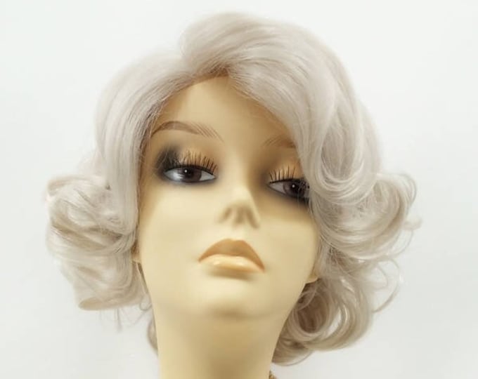 Lace Front Short White Gray Retro Curly Heat Resistant Wig Doris Day ...