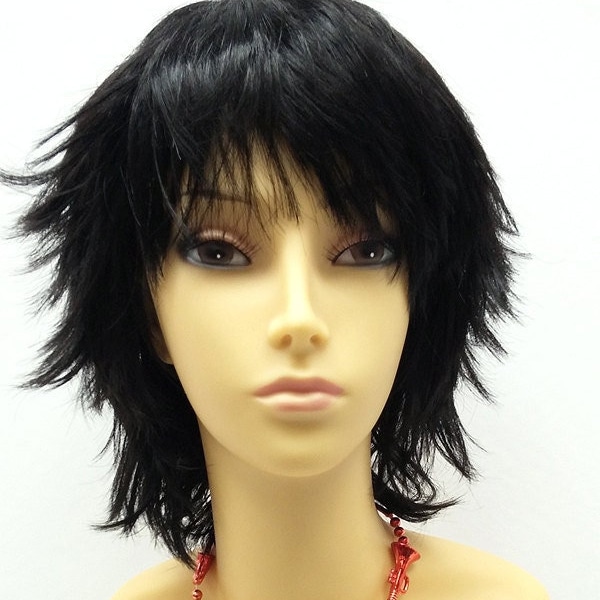 Short Black Layered Wig - Etsy