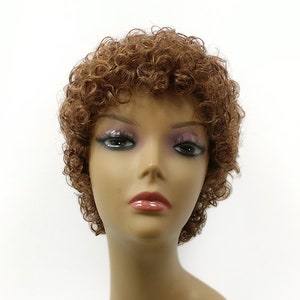 Light Auburn Short Curly Classic Jheri Curl Wig. Synthetic Fashion Wig ...