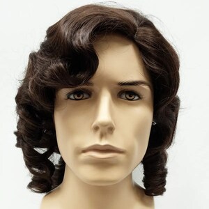 Mens Brown Curly Colonial Costume Wig. 1700s Style Ringlets Wig. Judge ...
