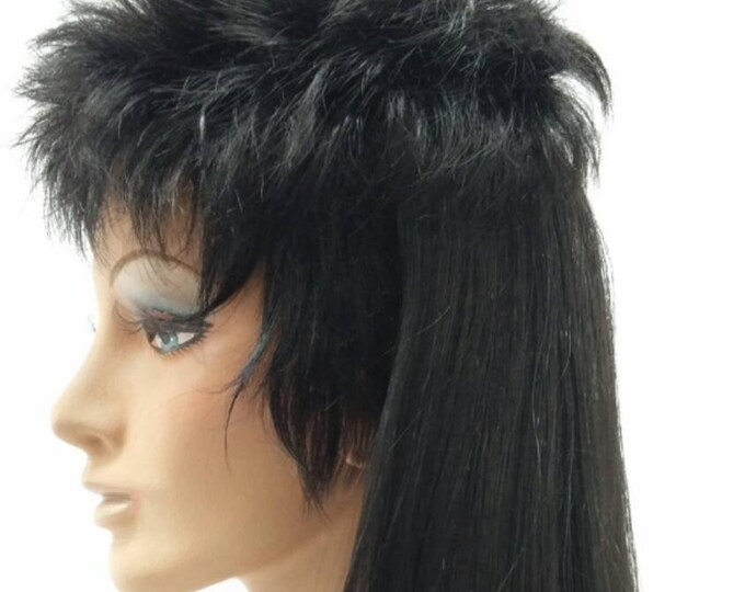 17 Inch Long Black Mullet Wig. 59-311-mullet-black - Etsy