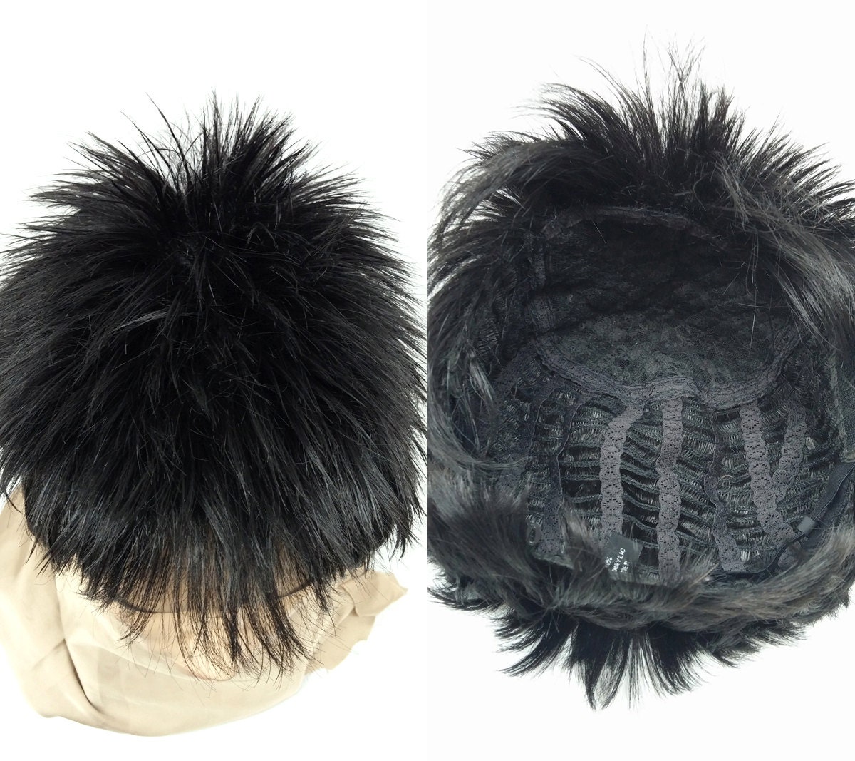 Black Short Spiky Style Men's Wig. Synthetic Costume Fashion Wig. [54 ...