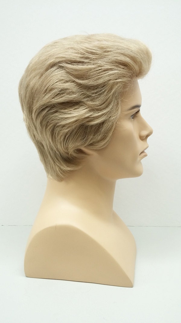Blonde Short Fluffy Pompadour Style Men's Wig. Synthetic - Etsy