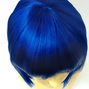 Dark Blue Short Bob Wig Straight W/ Bangs. Page Boy Wig. [08-44-pageboy ...
