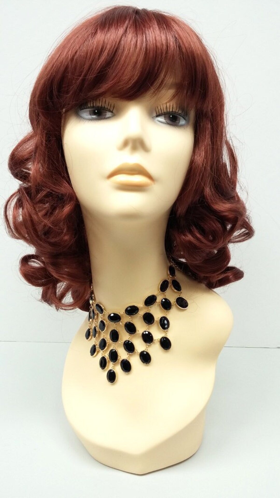 12 Inch Auburn Long Curly Bob Wig With Bangs [44-235-jen-130] - Etsy