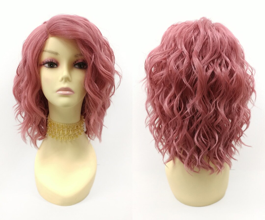 12 Inch Lace Front Dusty Rose Short Wavy Lob Heat Resistant - Etsy