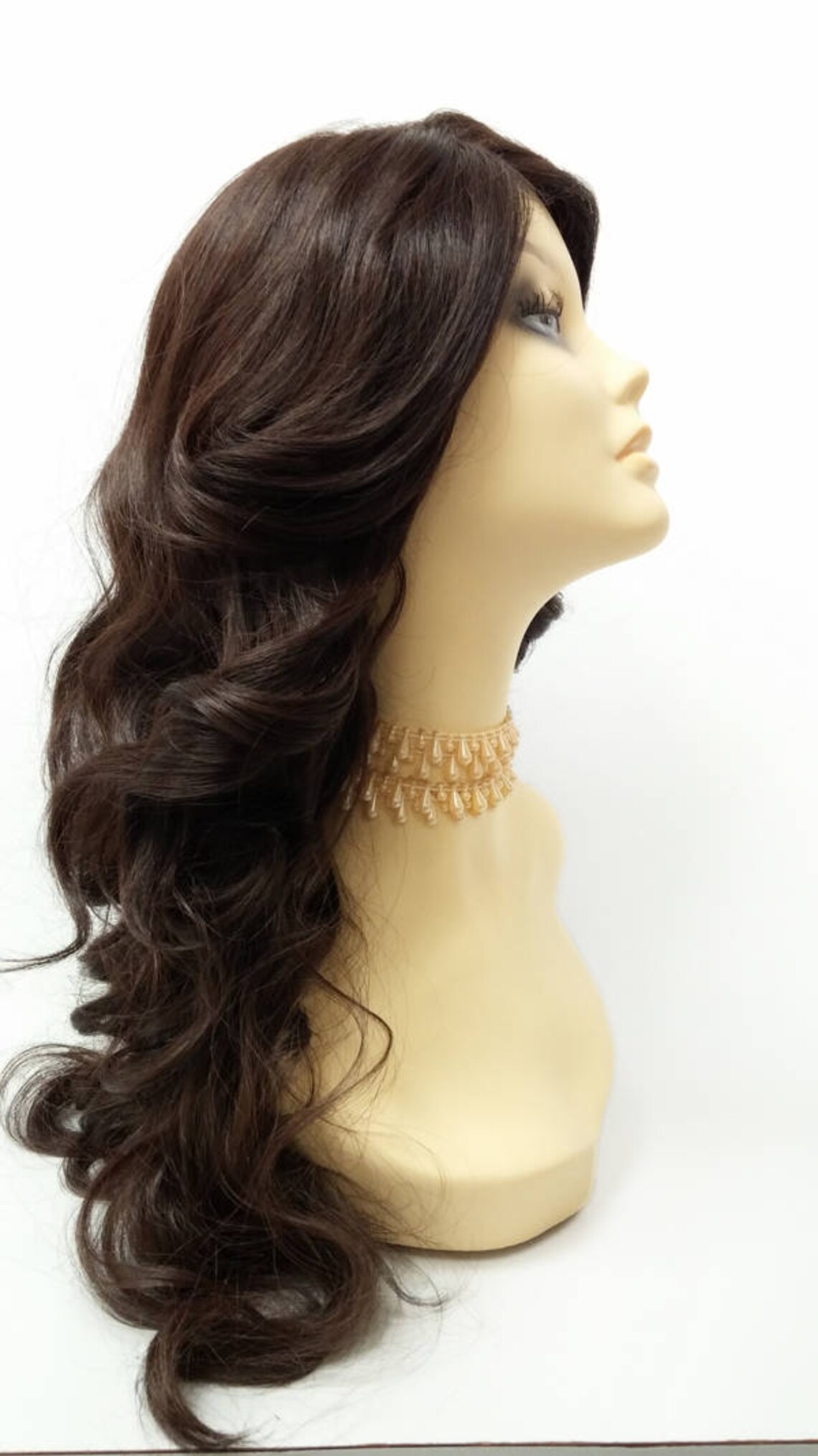 Long 21 Inch Lace Front Dark Brown Wavy Wig With Premium Heat | Etsy