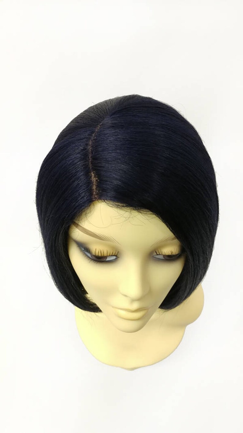 Short 9 Inch Midnight Blue Heat Resistant Lace Part Wig. Side - Etsy