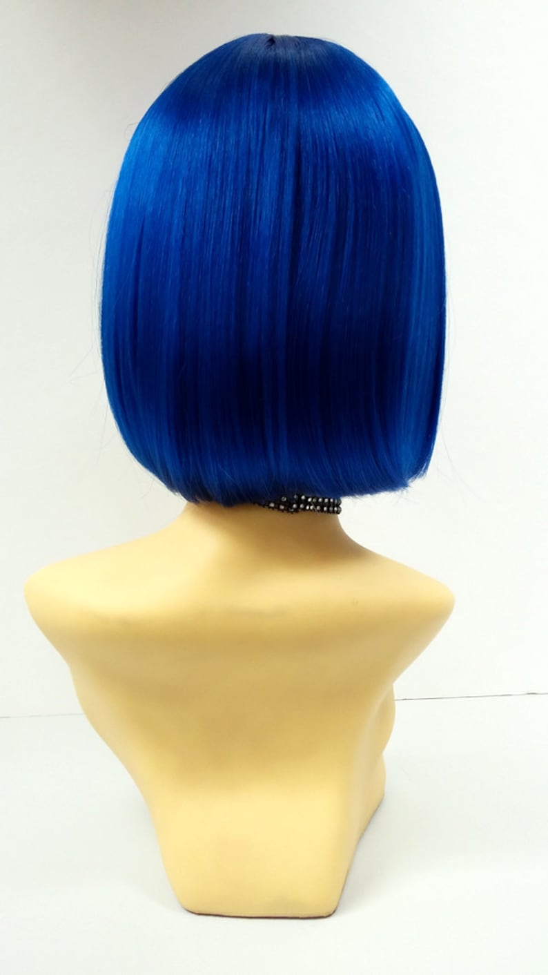 Dark Blue Short Bob Wig Straight W/ Bangs. Page Boy Wig. [08-44-pageboy ...