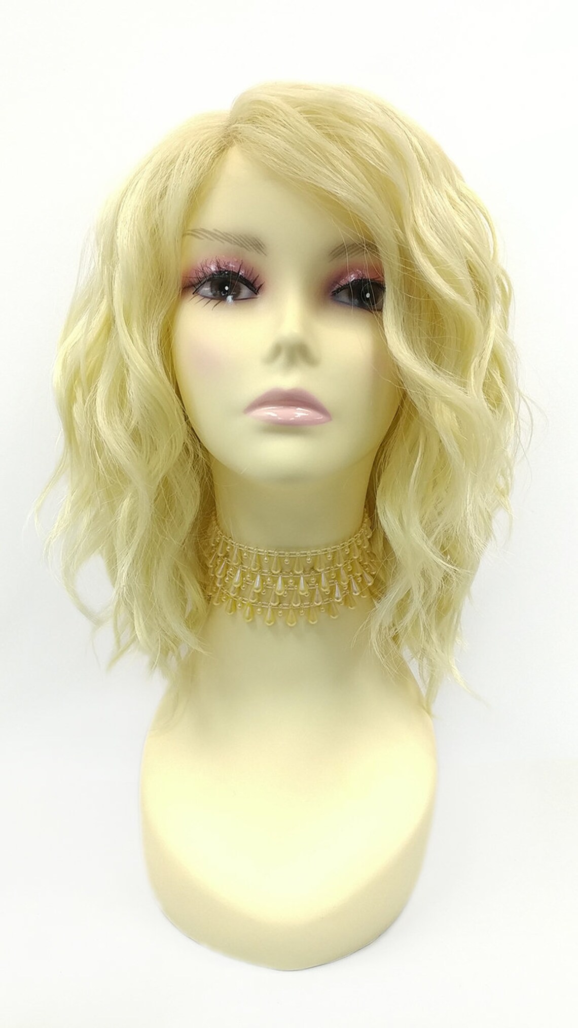 12 Inch Lace Front Light Blonde Short Wavy Lob Heat Resistant - Etsy