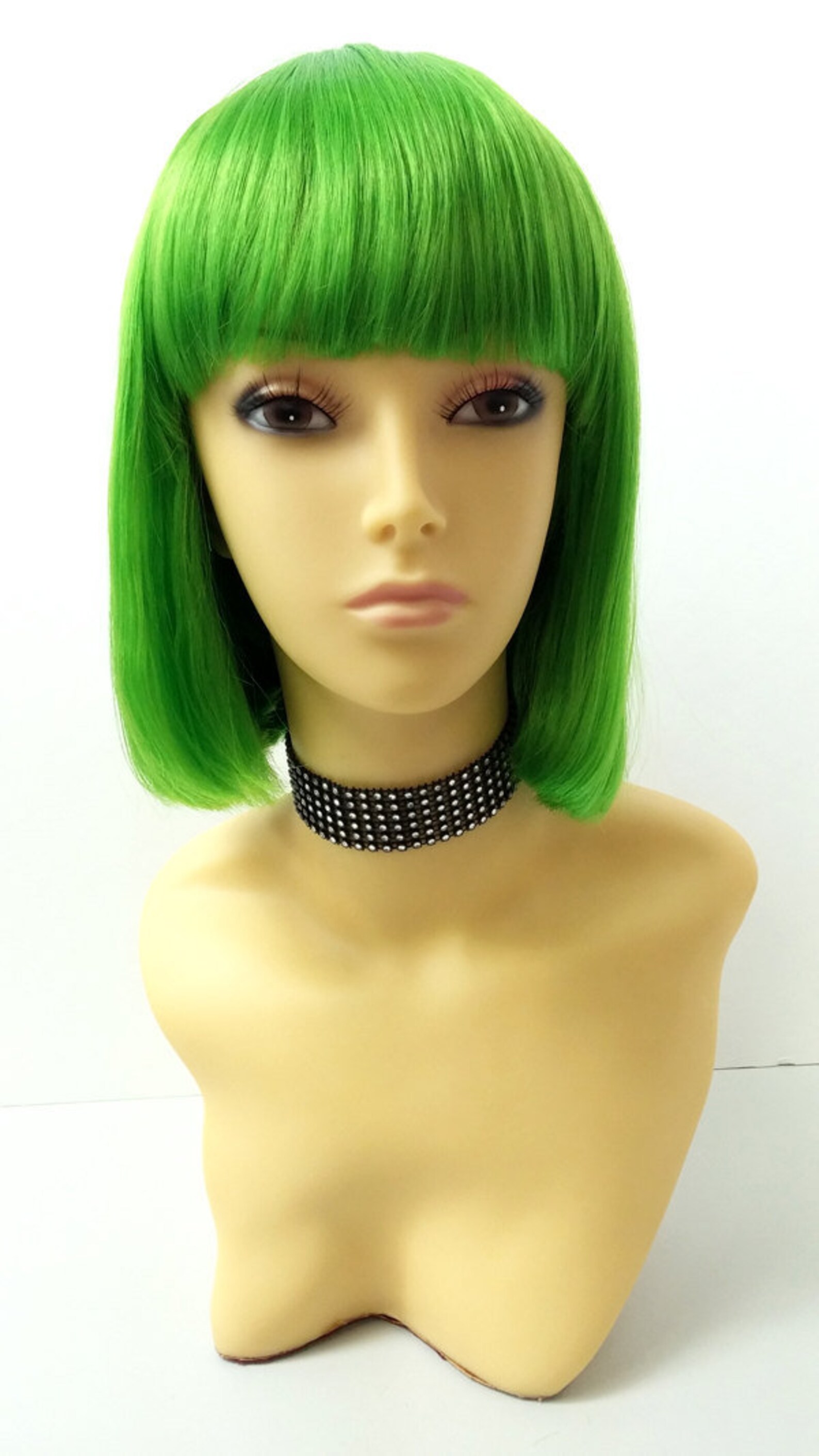 Bright Green Short Bob Wig Straight W/ Bangs. Page Boy Wig. - Etsy