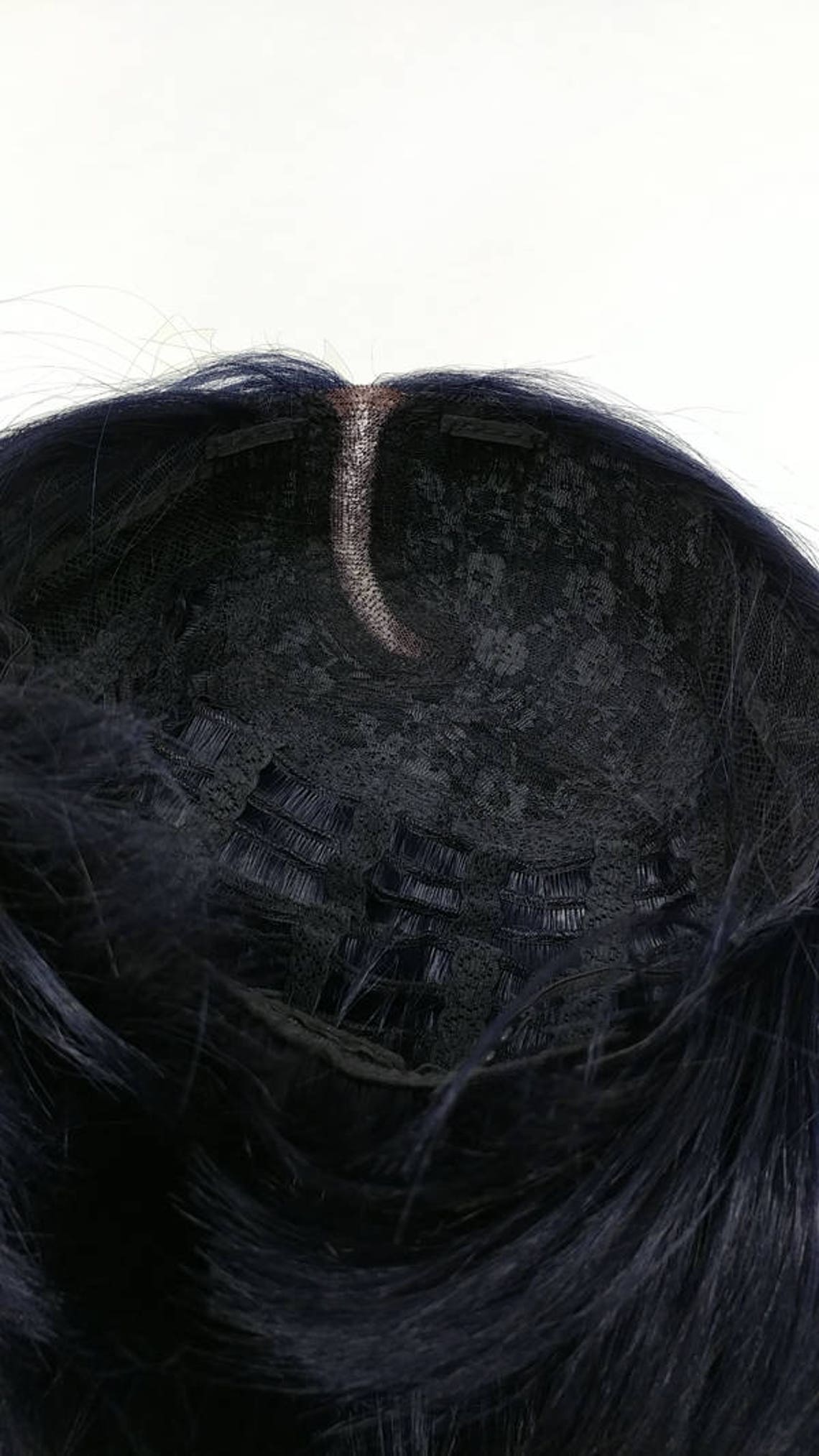 Short 9 Inch Midnight Blue Heat Resistant Lace Part Wig. Side - Etsy