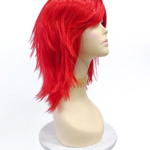 12 Inch Red Shag Style Straight and Layered With Bangs Anime Costume ...