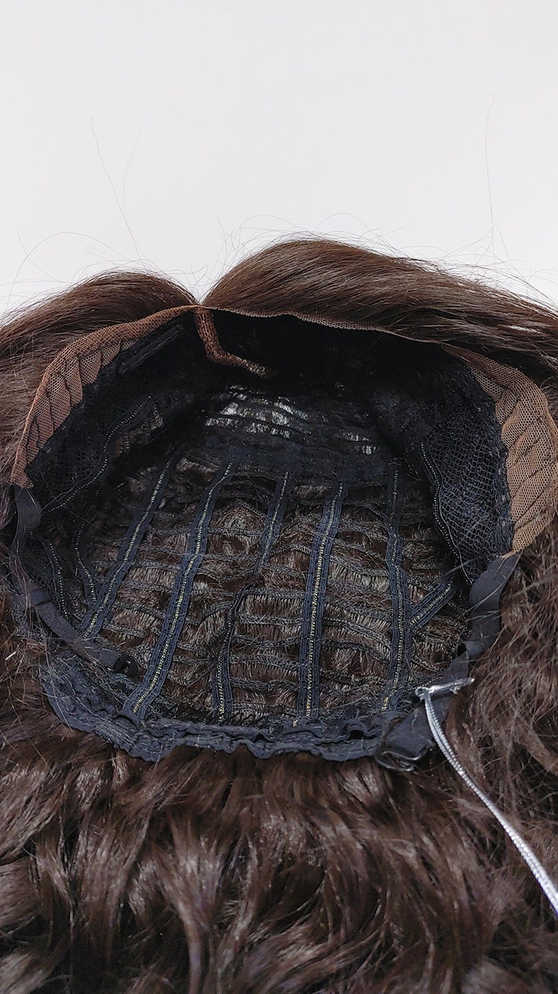 12 Inch Lace Front Dark Brown Short Wavy Lob Heat Resistant Wig With ...