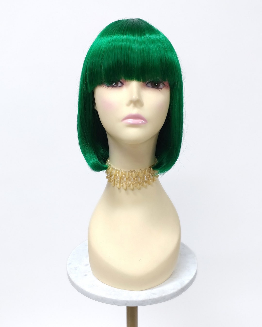 Green Short Bob Wig Straight With Bangs. Page Boy Wig [08-46-pageboy ...