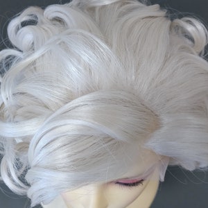 Lace Front Short White Gray Retro Curly Heat Resistant Wig Doris Day ...