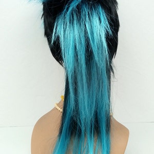 Black and Light Blue Mohawk Wig. Unisex Punk Rock Wig. Costume | Etsy