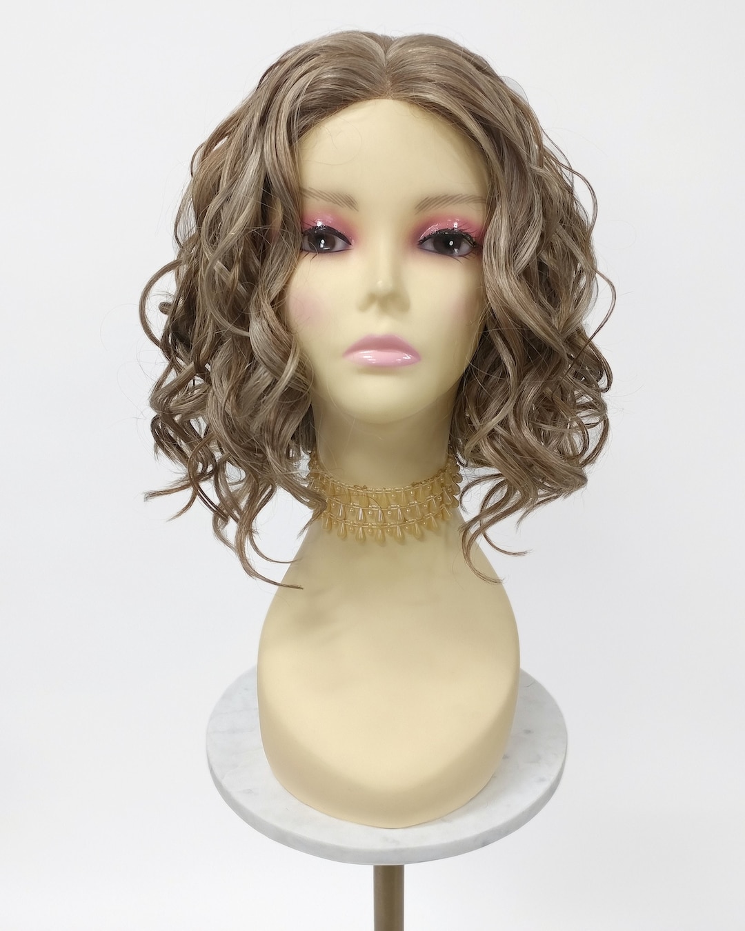 10 Inch Lace Front Ash Dirty Blonde and Light Brown Short Wavy Heat ...