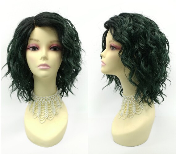 12 Inch Lace Front Forest Green Short Wavy Lob Heat Resistant - Etsy