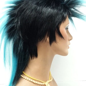 Black and Light Blue Mohawk Wig. Unisex Punk Rock Wig. Costume | Etsy