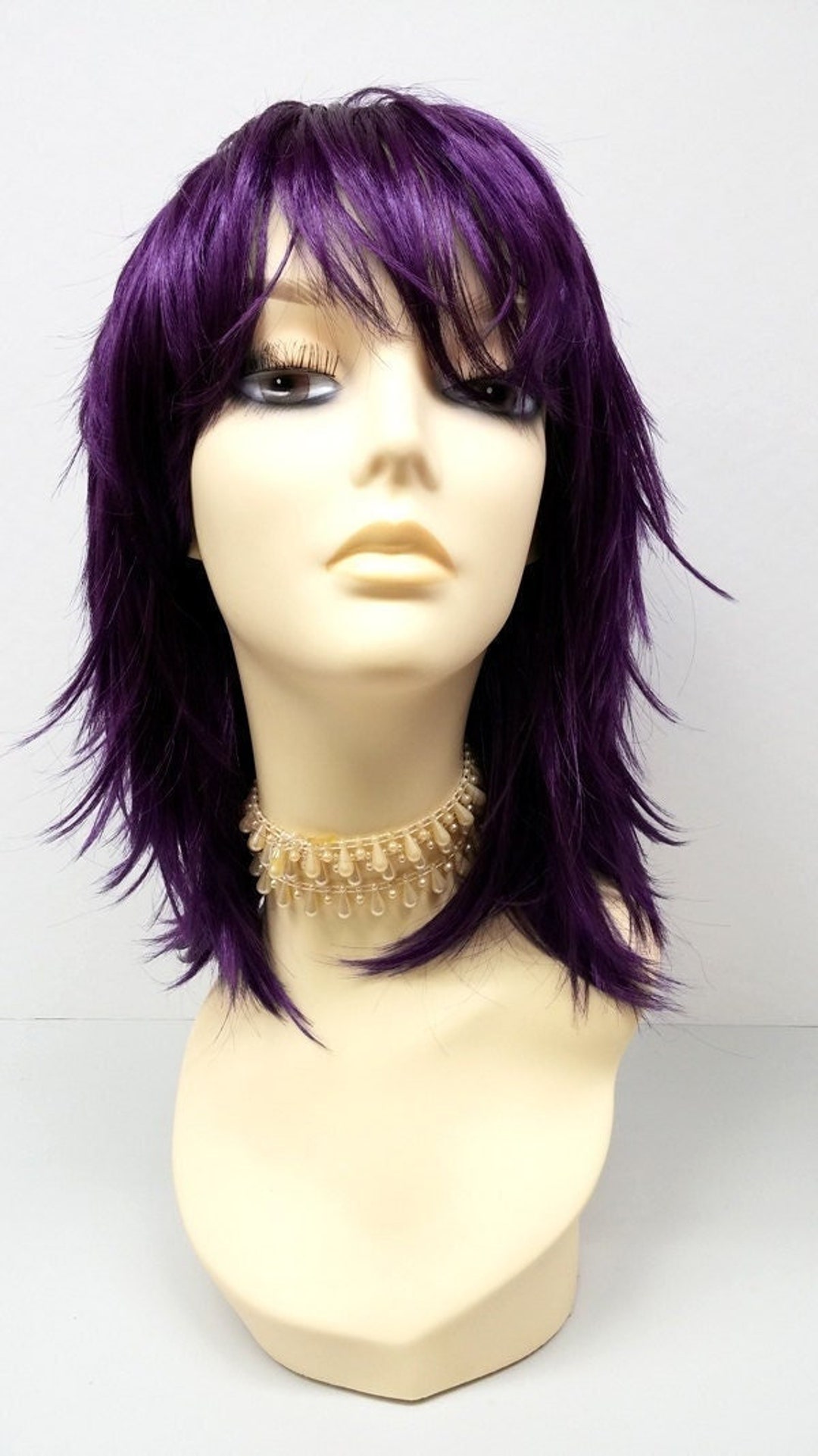 12 Inch Purple Shag Style Straight and Layered With Bangs Anime Cosplay ...