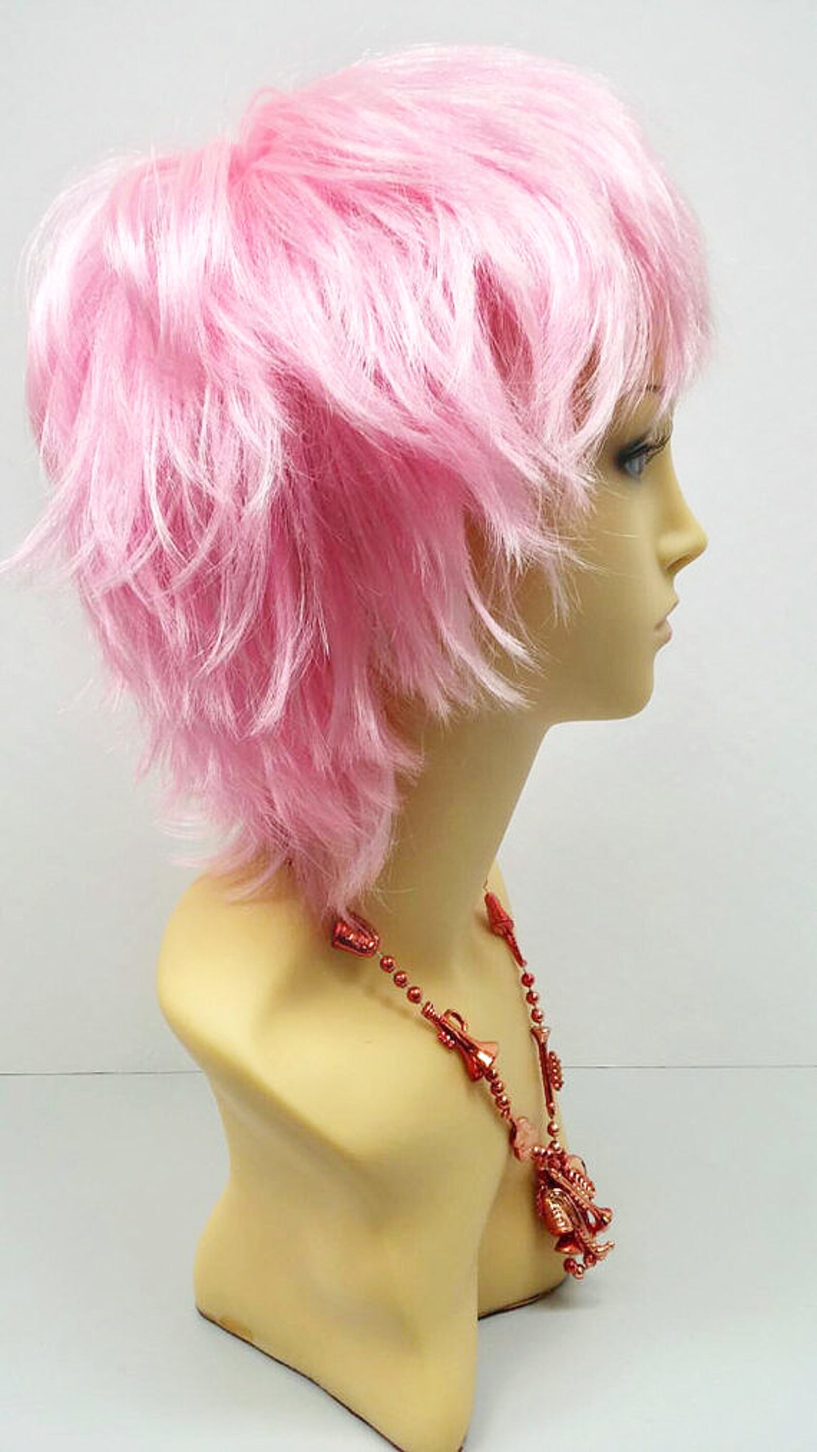 Short Layered Wind Blown Shag Style Light Pink Cosplay Wig. | Etsy