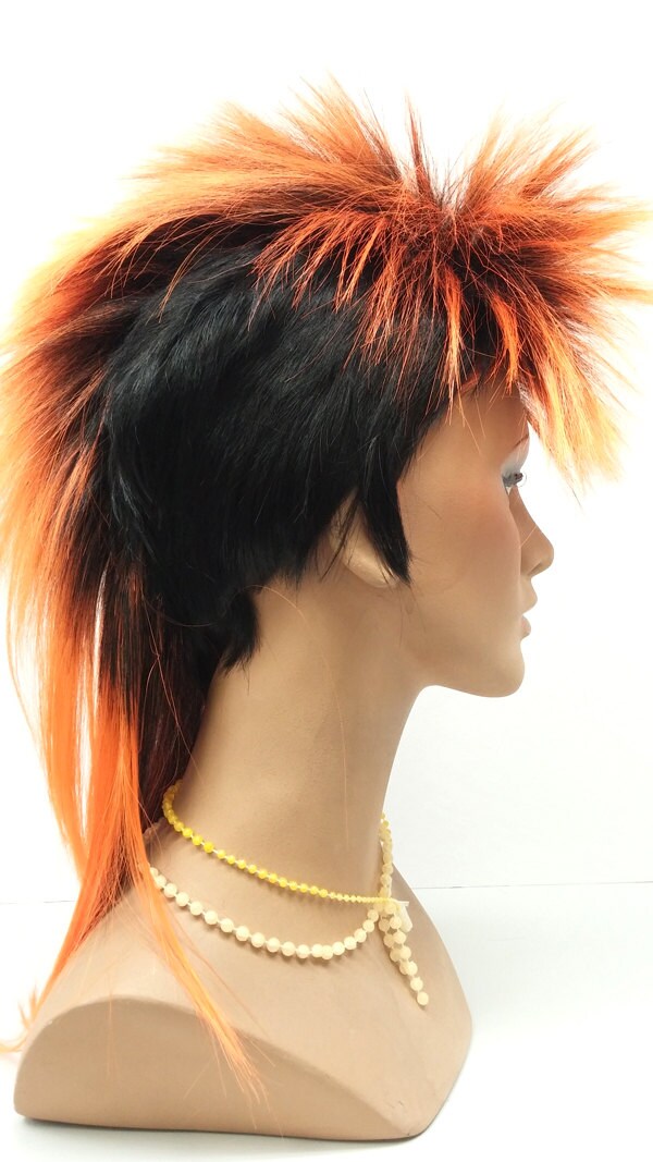 Black and Orange Mohawk Wig. Unisex Punk Rock Wig. Costume Wig - Etsy