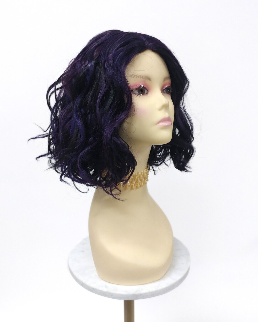 10 Inch Lace Front Purple and Burgundy With Black Underlayer Short Wavy ...