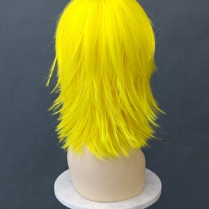 12 Inch Yellow Shag Style Straight and Layered With Bangs Anime Costume ...