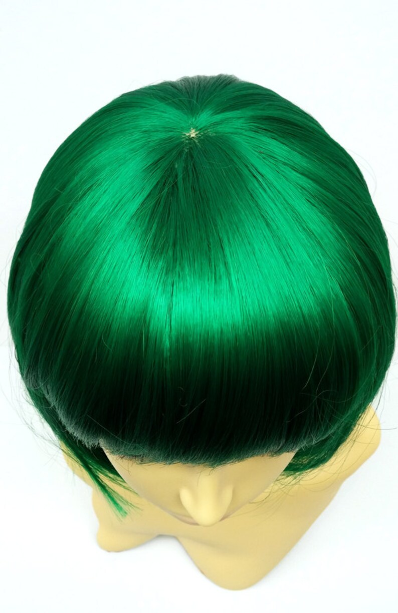 Green Short Bob Wig Straight With Bangs. Page Boy Wig. - Etsy