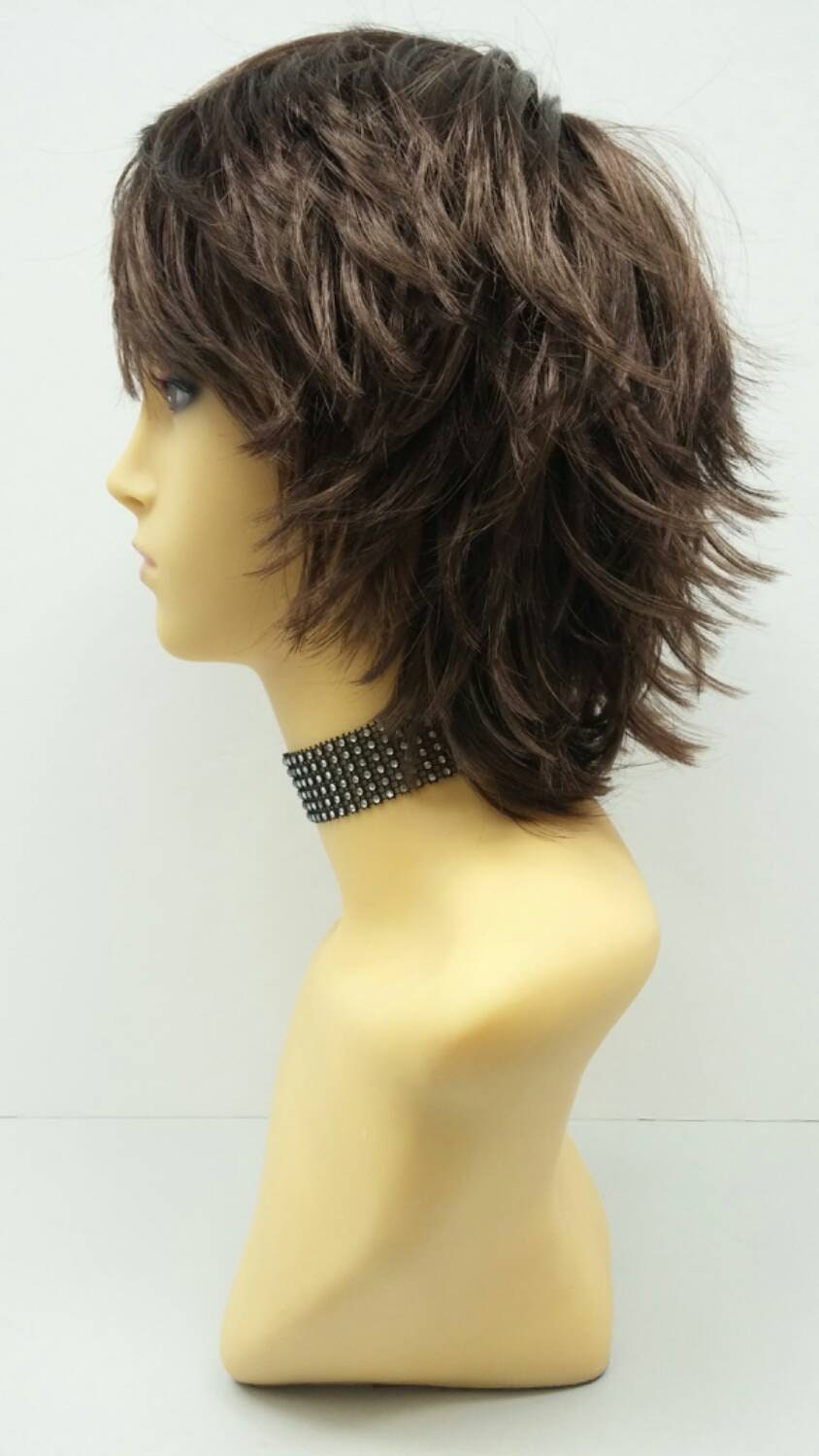 Short Layered Wind Blown Shag Style Brown Cosplay Wig - Etsy